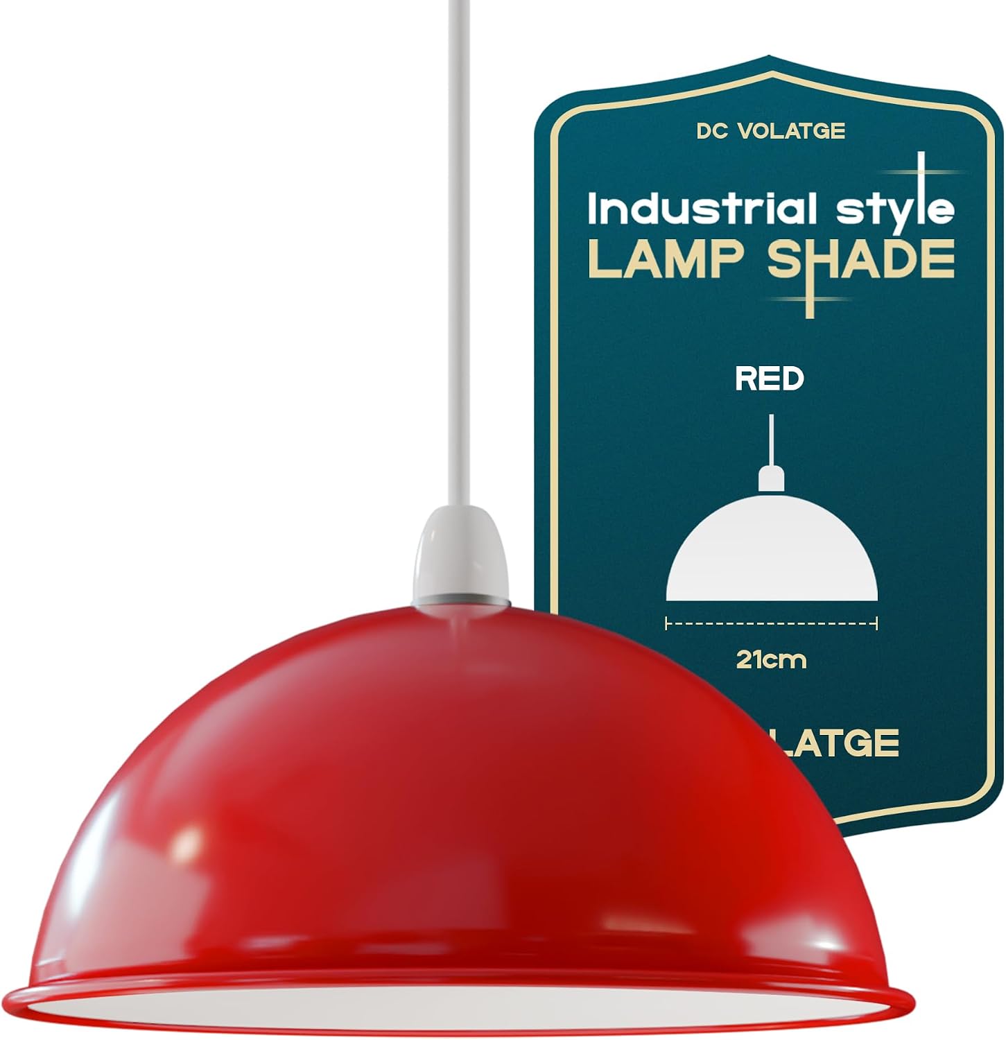 Red Lamp Shades with White Inner, 21cm Light Shade Ceiling – Modern ...