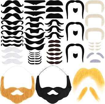 Amazon.com: 56Pcs Fake Mustaches Self Adhesive Fake Beards Moustache ...