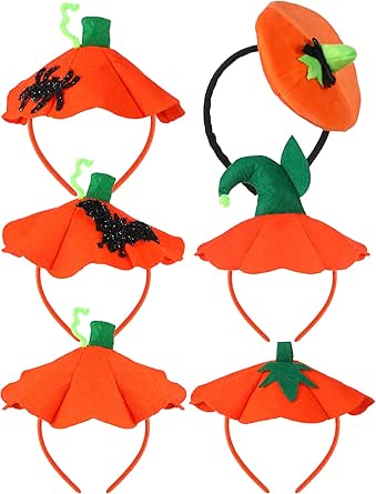 Amazon.com: Yexiya 6 Pcs Halloween Pumpkin Headband Pumpkin Hat Dress ...