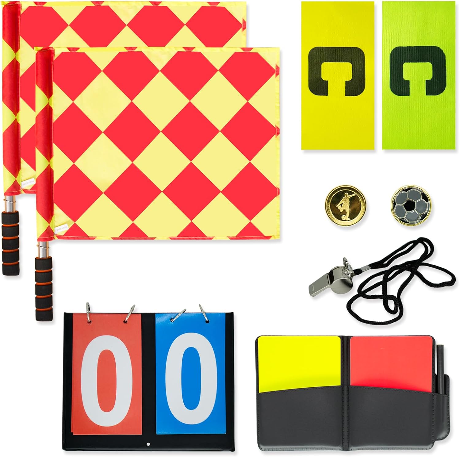 Amazon.com : SAWHOX Soccer Referee Flags Kit - 8 Piece Referee Toolkit ...