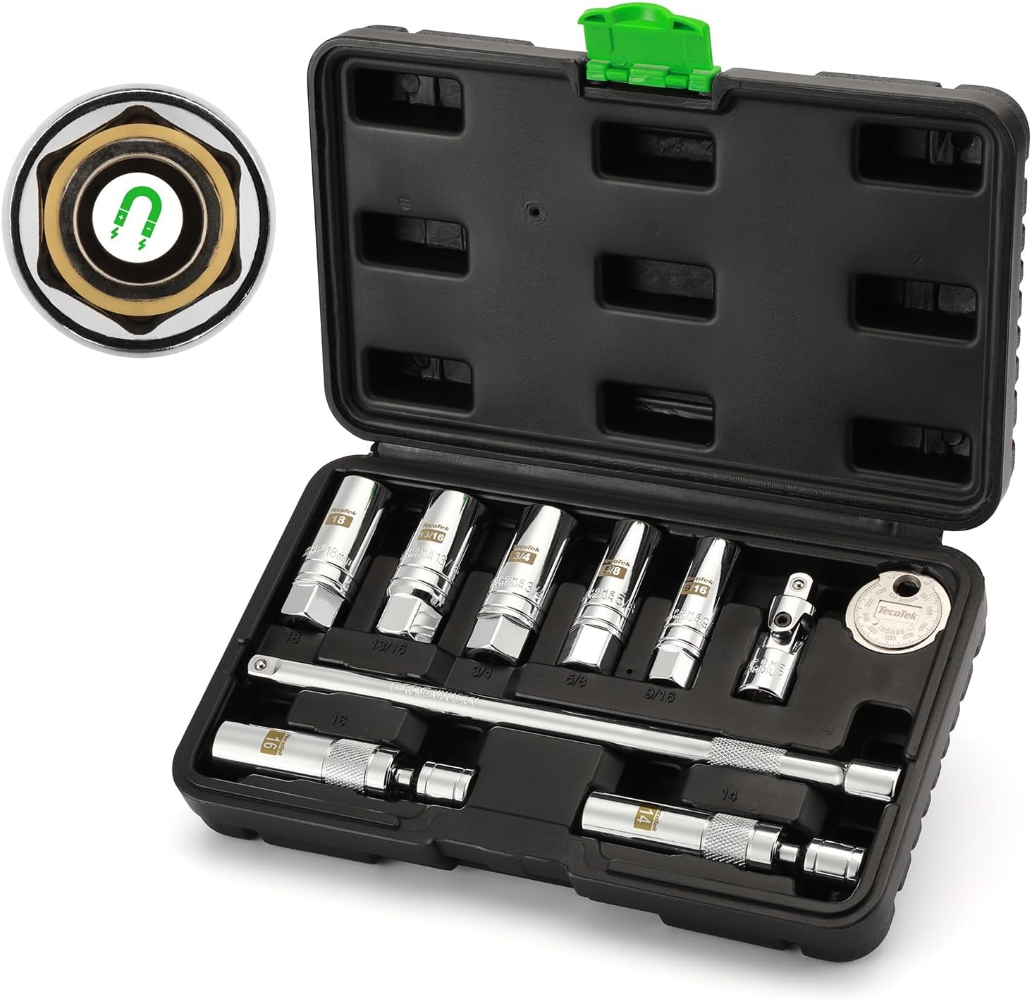 Amazon.com: TecoTek 10PCS 3/8" Drive Magnetic Spark Plug Socket Set ...