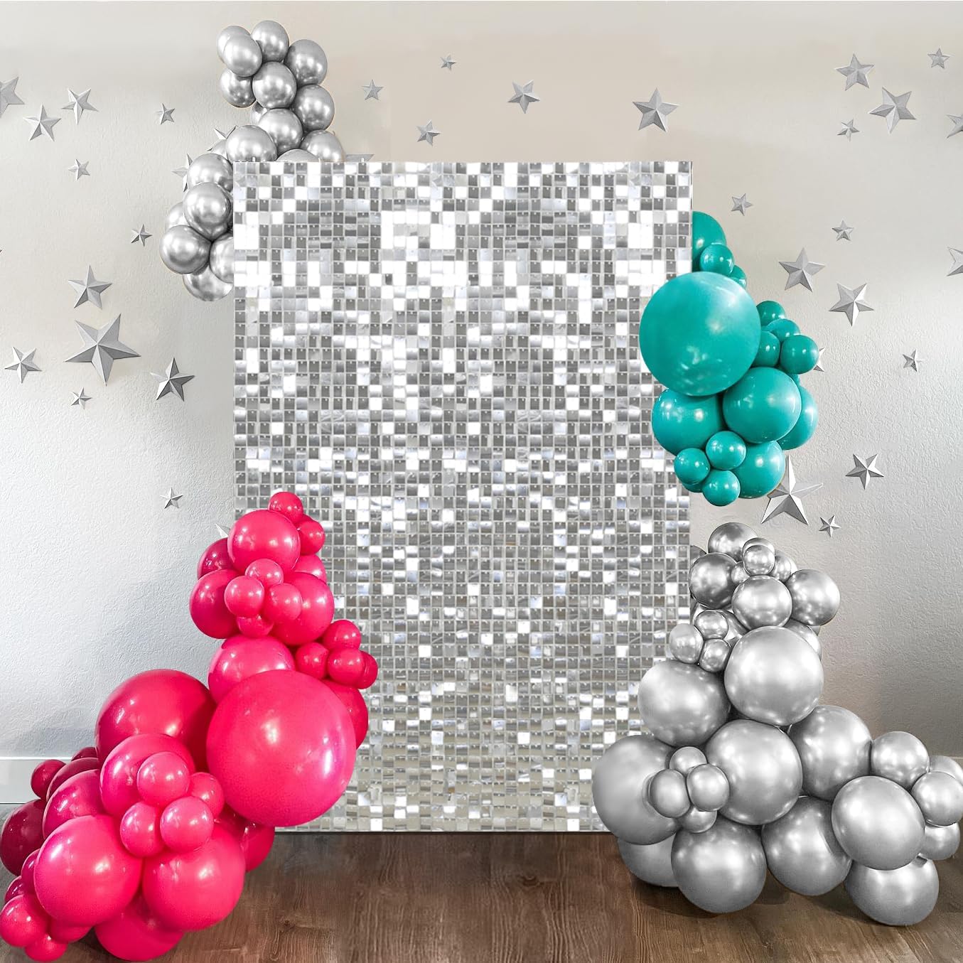 Amazon.com : Silver Shimmer Wall Backdrop Sequin Backdrop 3FTx4FT Party ...
