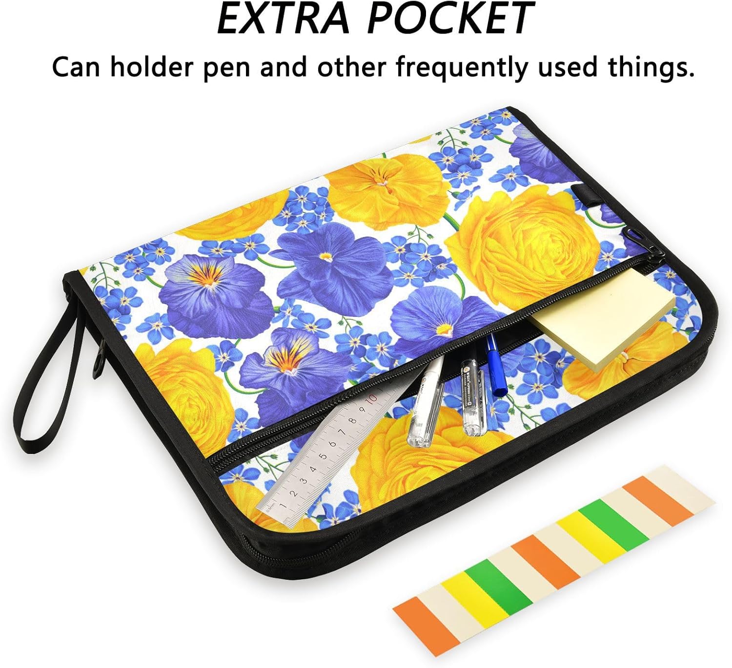 Botanical Realistic Flowers Expandable File Folder 13 Pockets A4 Letter ...