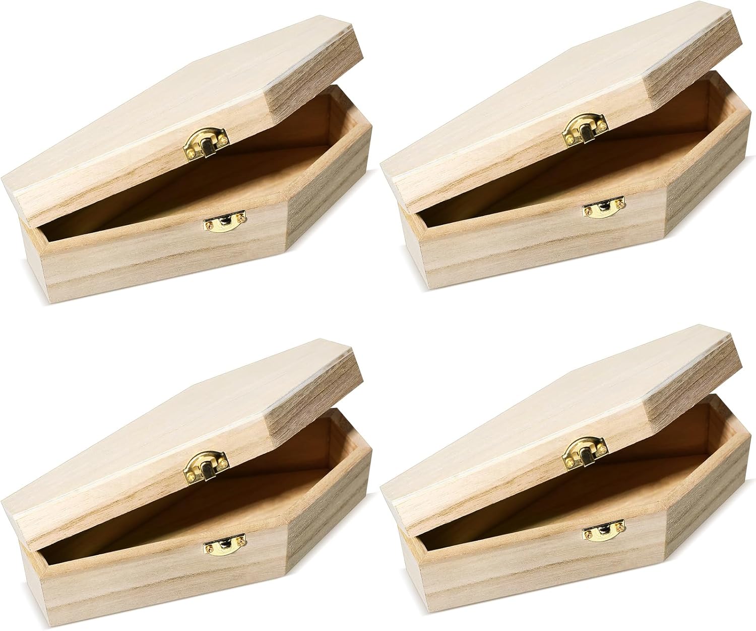Amazon.com: Thyle 4 Pack Unfinished Halloween Coffin Boxes Wood Coffin ...