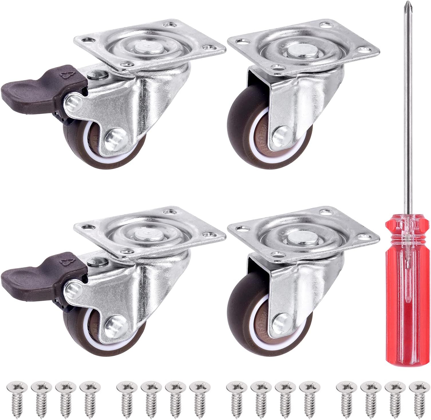 Small Caster Wheel, 12Pcs 1" Universal Caster Wheels Nylon Material ...