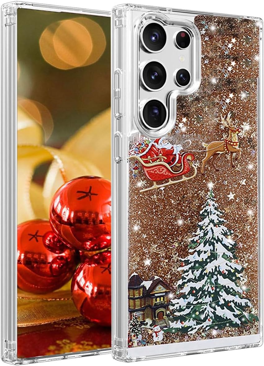 Amazon.com: Changjia Glitter Christmas Case for Samsung Galaxy S23 ...
