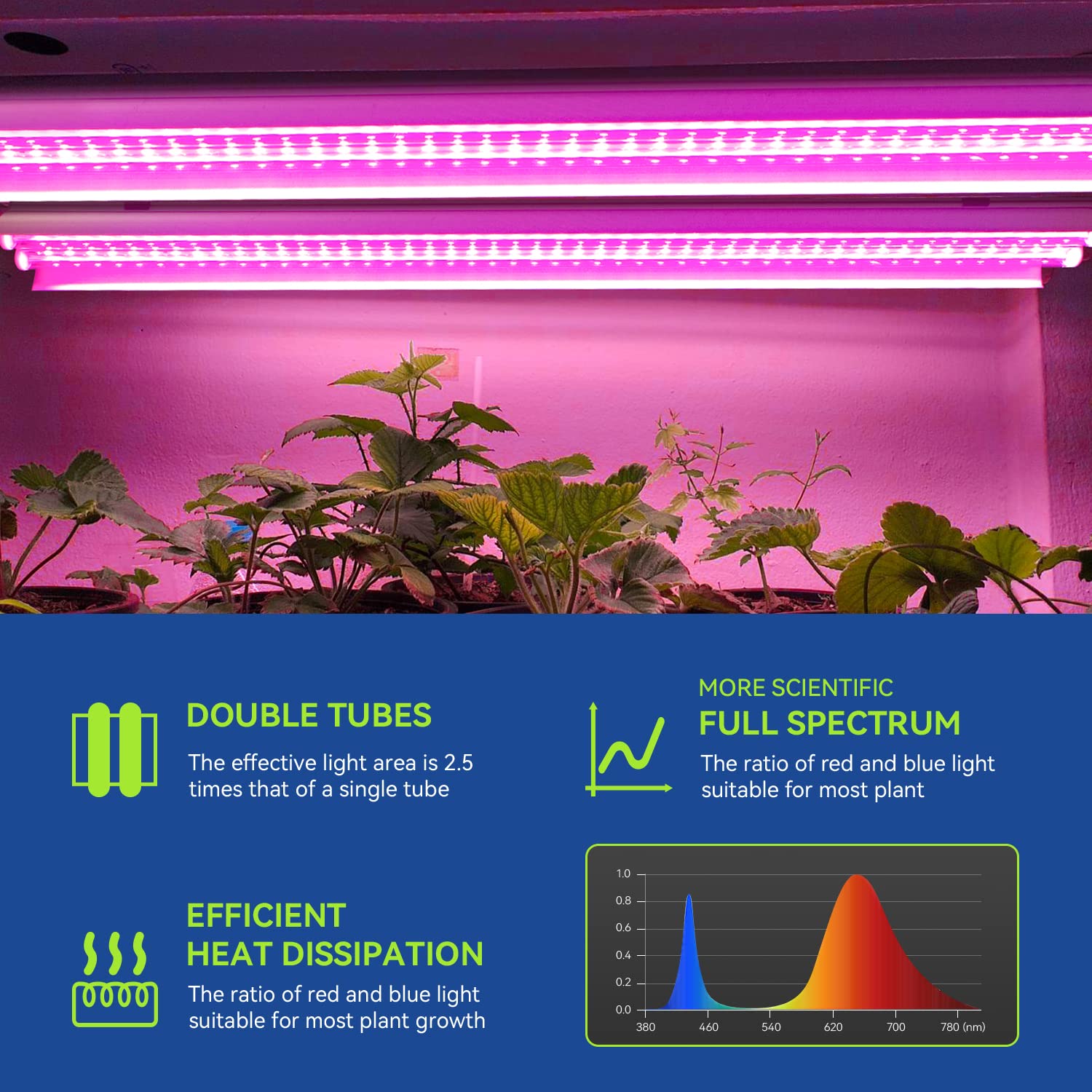 Monios-L Grow Light, LED Plant Light for Indoor Plants, T5 240W (4x60W ...