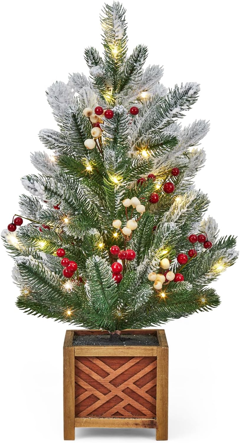Amazon.com: 24 Inch Pre-lit Mini Christmas Tree with Lights, Small ...