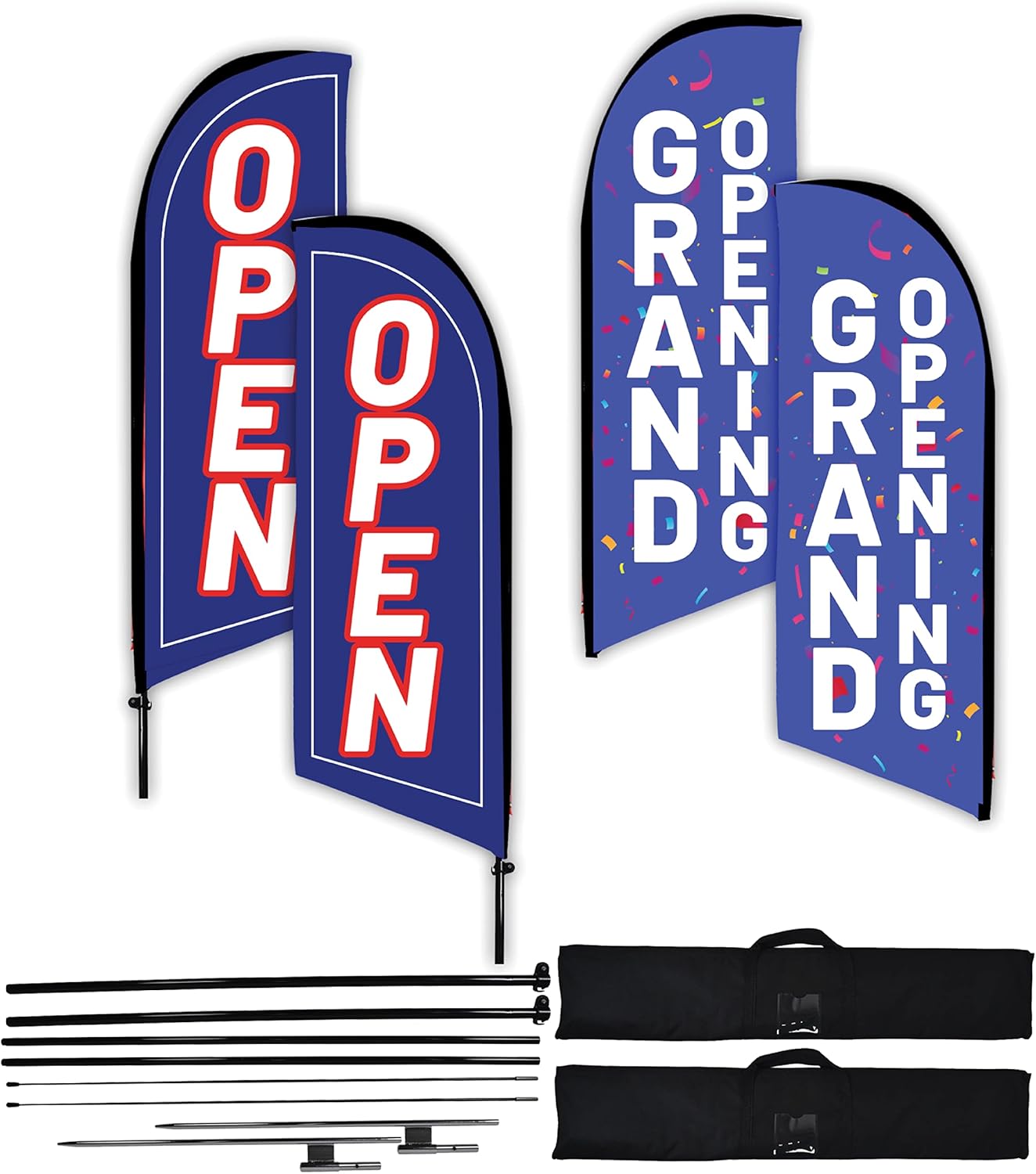 Amazon.com : 2 Pack Blue Grand Opening and Now Open 6-Feet Flags Signs ...