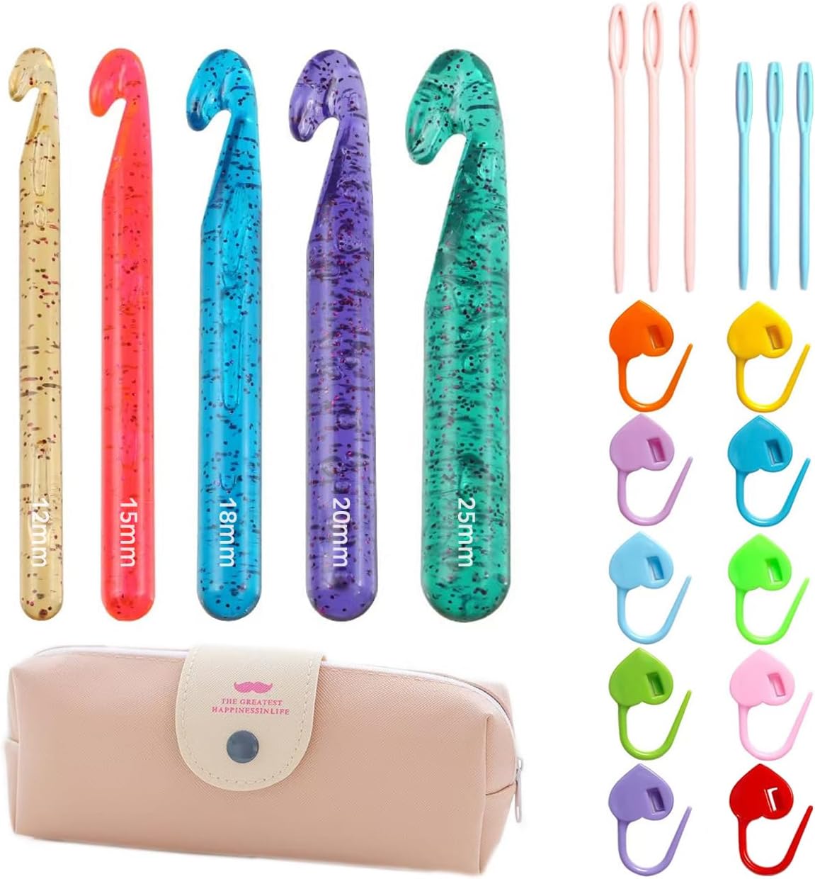 Amazon.com: Tovyzalg Colorful Transparent Large Crochet Hooks, Crochet ...