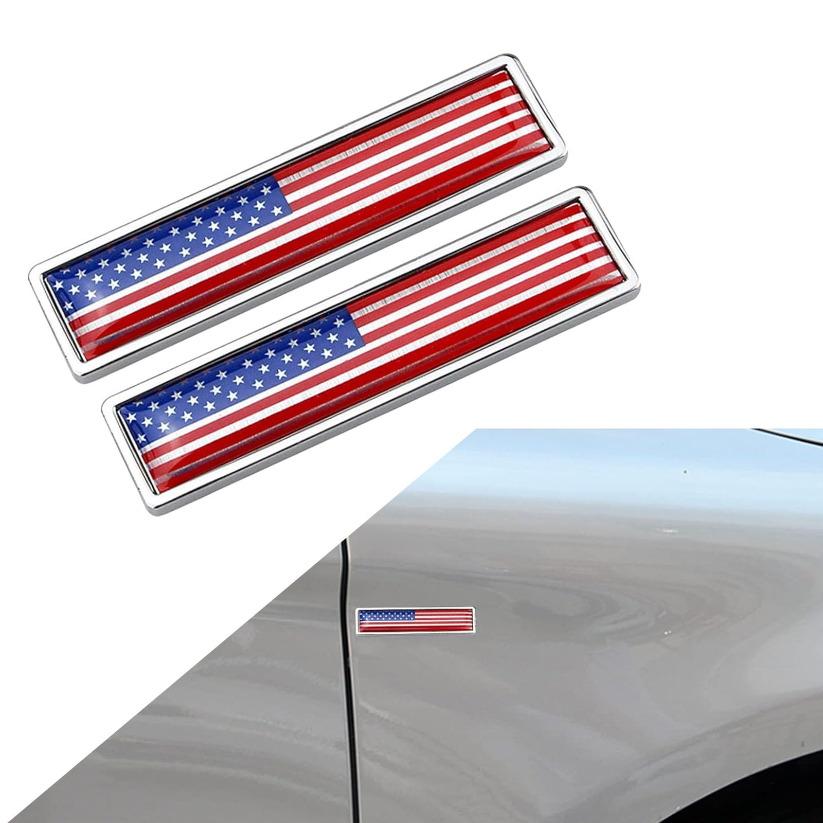 Amazon.com: Crynod 2 PCS Car American Flag Metal Decal, 2.2" x 0.5" 3D ...