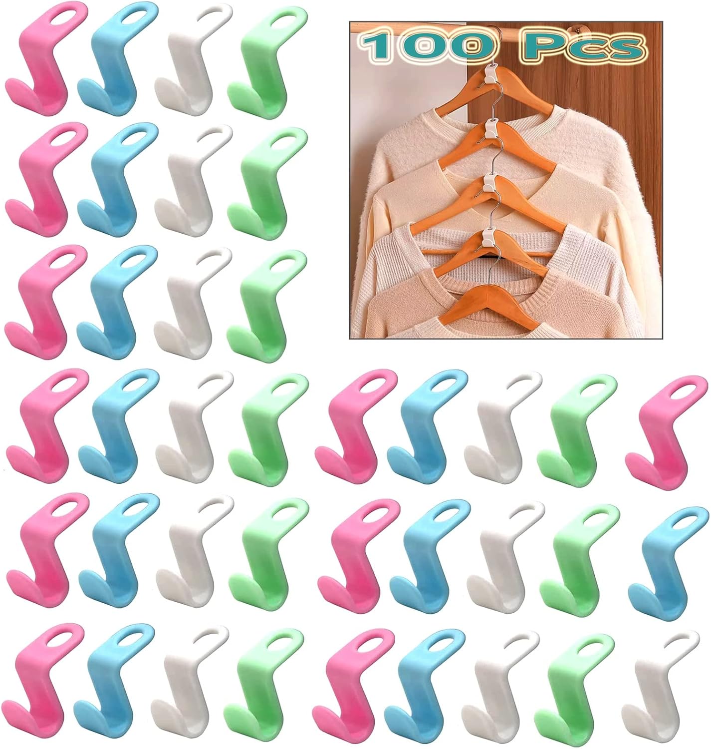 Amazon.com: Clothes Hanger Connector Hooks,100 Pcs Hanger Hooks, Hanger ...