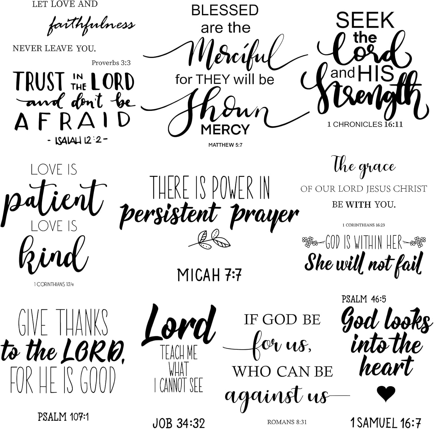 Amazon.com: 12 Pieces Bible Verse Wall Decals Scripture Wall Art ...