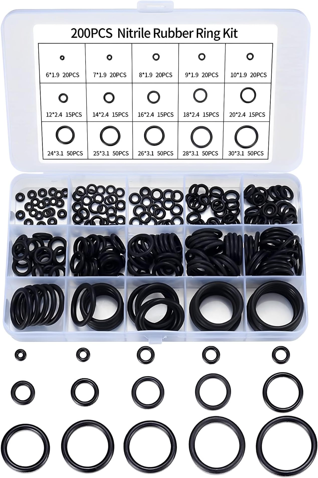 sourcingmap Nitrile Rubber O-Rings 20mm OD 14mm ID 3mm Width, Metric ...