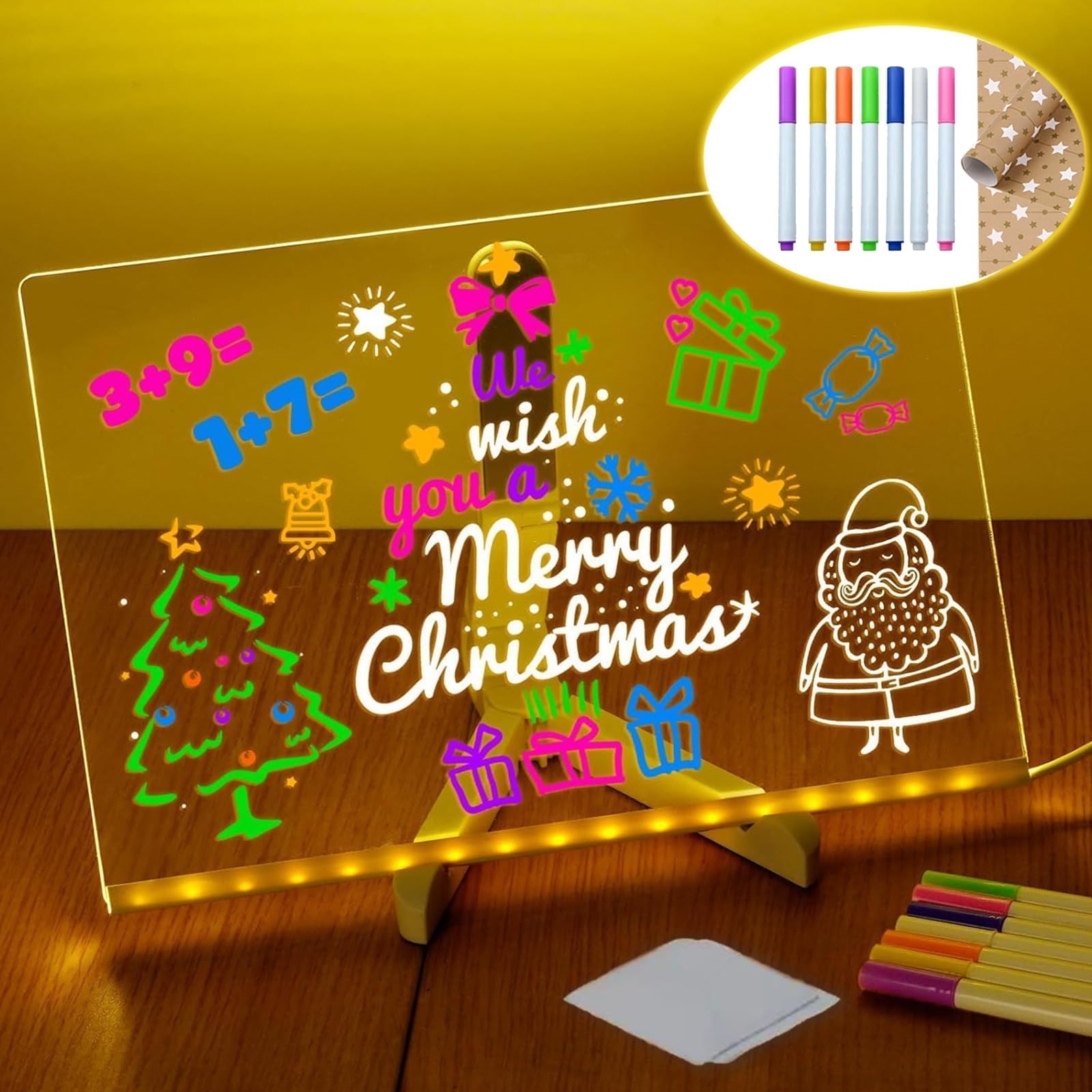 Led Note Board with Colors, Led Light Up Acrylic Message Board 7 Colors ...