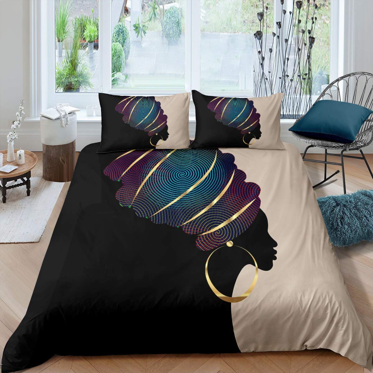 Amazon.com: Feelyou African Woman Comforter Cover Set Ethnic Afro Duvet ...