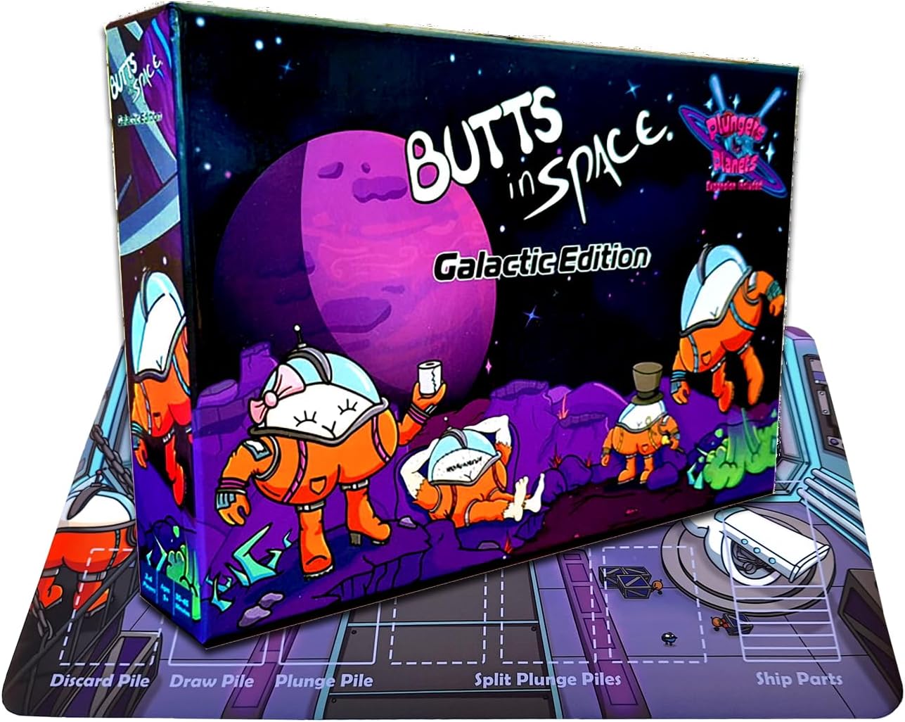 Amazon.com: Butts in Space Galactic Edition Bundle with Plungers & Planets Neoprene Game Mat ...