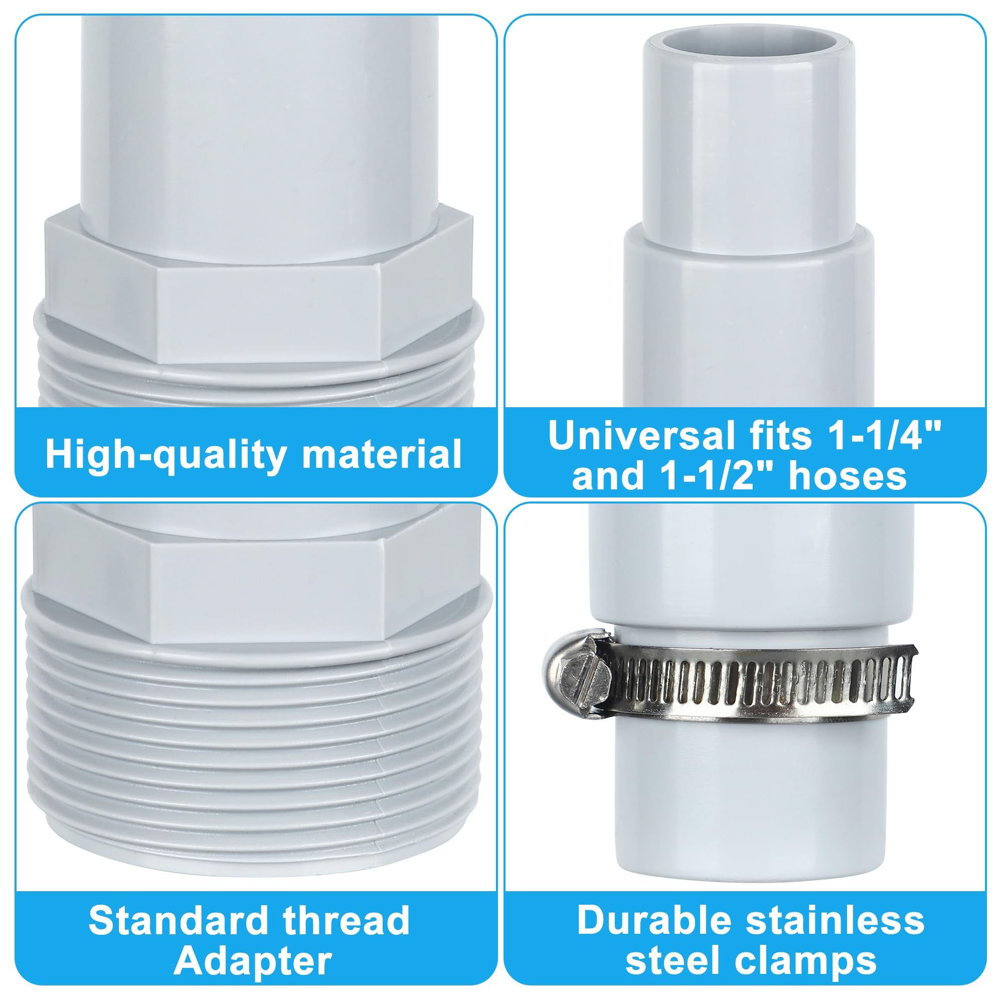 Snapklik.com : 4 Pack Universal Combo Pool Hose Adapter 1-1/4" Or 1-1/2 ...