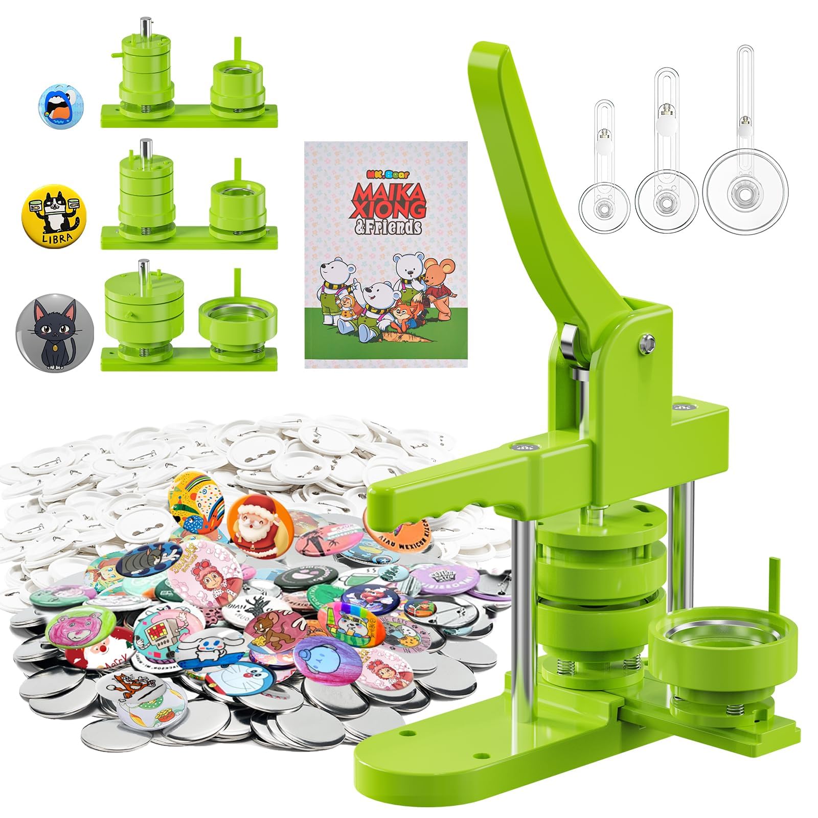 Button Maker Machine Multiple Sizes 600Pcs, Photo Pin Badge Maker 25/32 ...