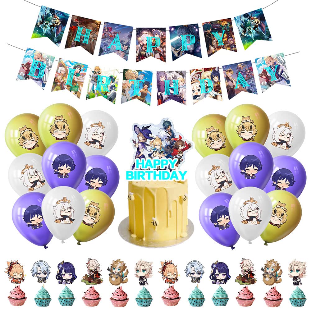 Buy 33 Pieces Genshin Impact Party Decorations, Genshin Anime Birthday ...