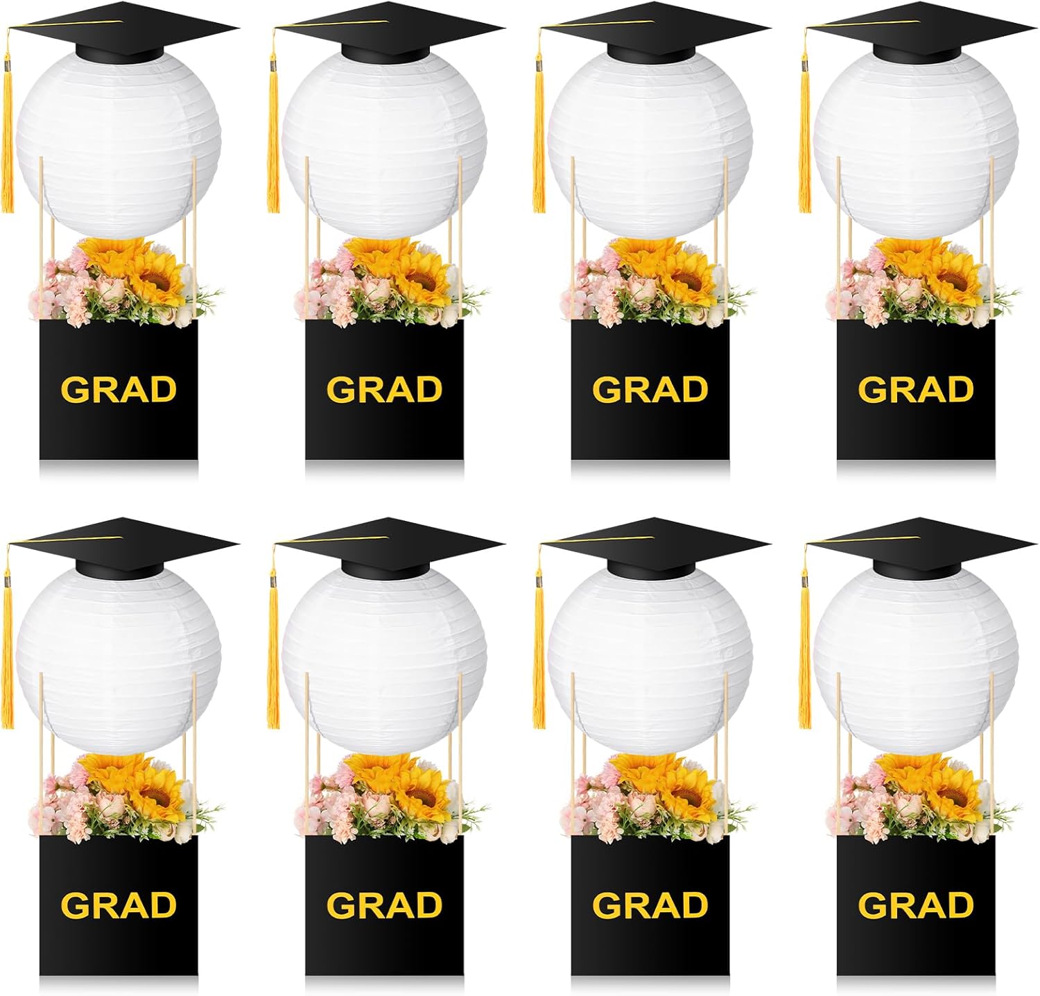 Amazon.com: Arrowbash 8 Pcs Grad Hat Paper Lantern Graduation Table ...