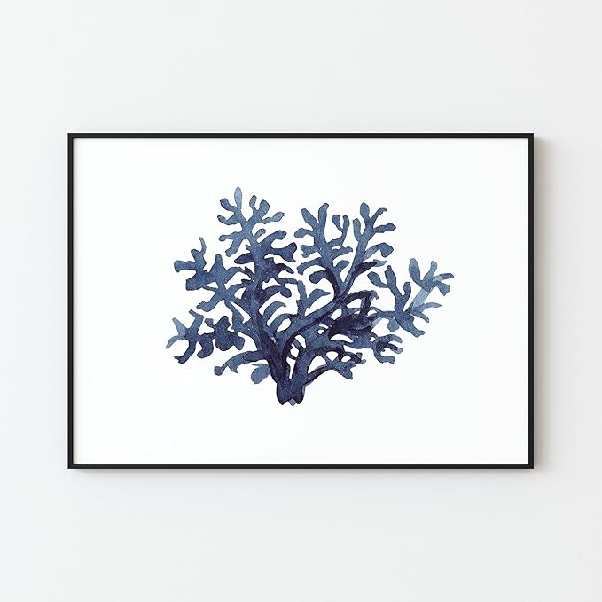 Amazon.com: Watercolor Blue Coral Reef poster, Coastal Art, Blue Coral ...