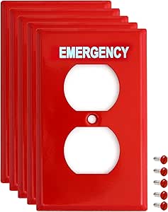 (5 Pack) Emergency Red Outlet Covers, Duplex Receptacle Switch Wall ...