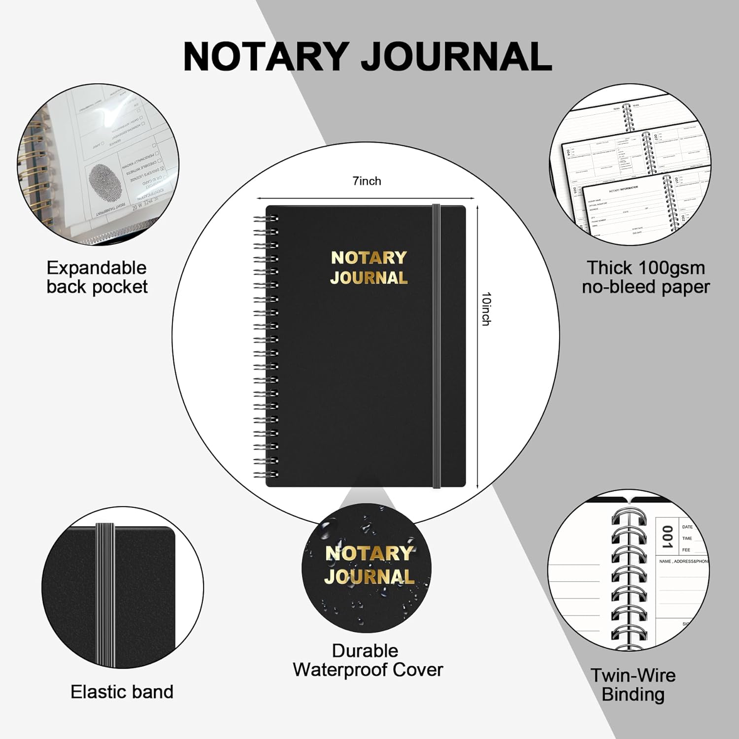 Notary Journal Registro Libro de Registro, 7″x10″, Diario Notario ...