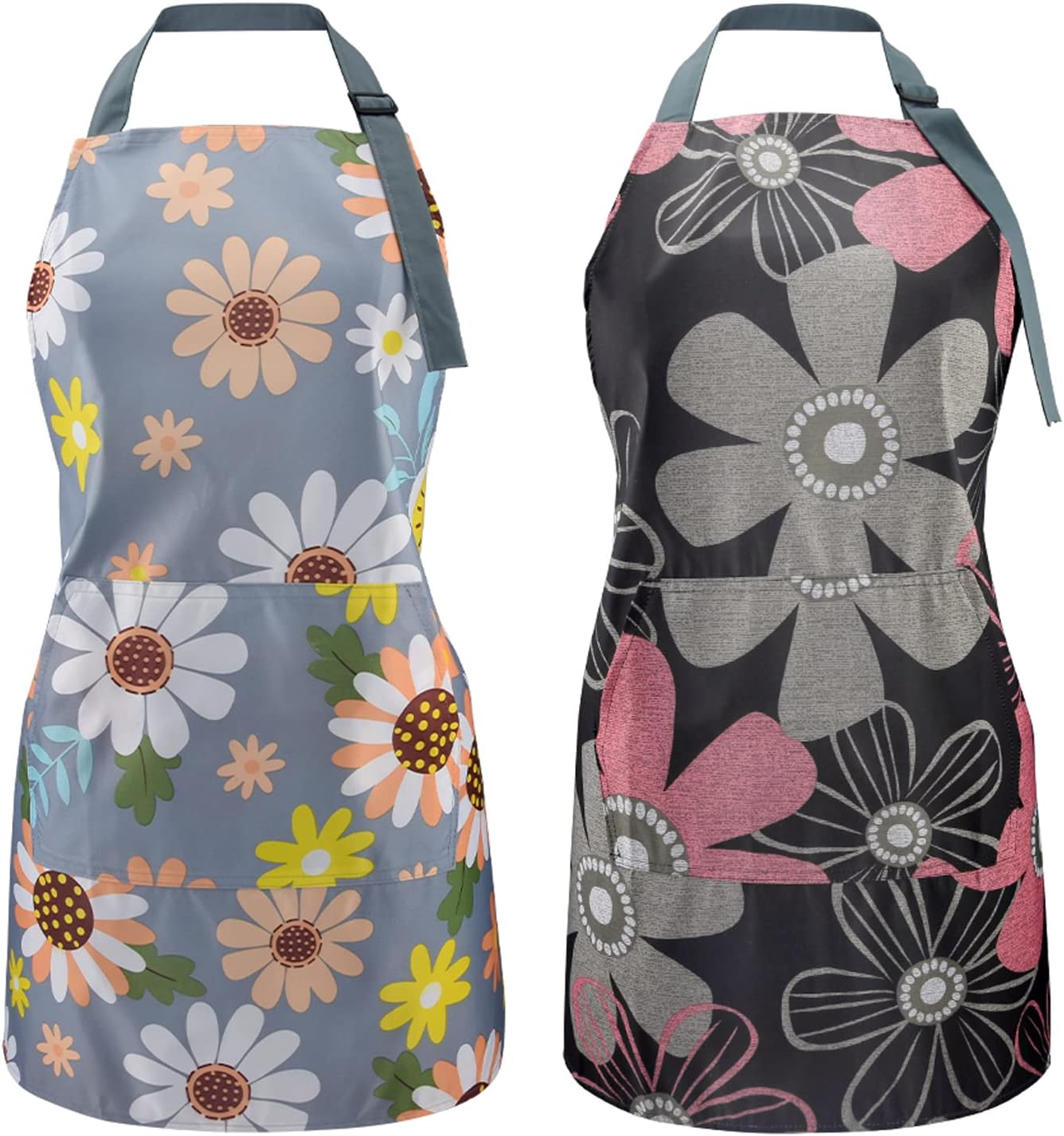 Amazon.com: Kakalote 2Pcs Aprons for Women with Pockets,Floral Pattern ...