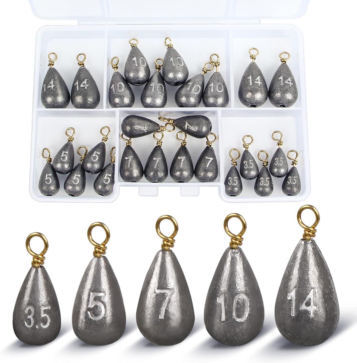 Amazon.com : MYLPRETALE 26Pcs Fishing Weights Sinkers Kit, Drop Shot Weights, Lead Fishing ...