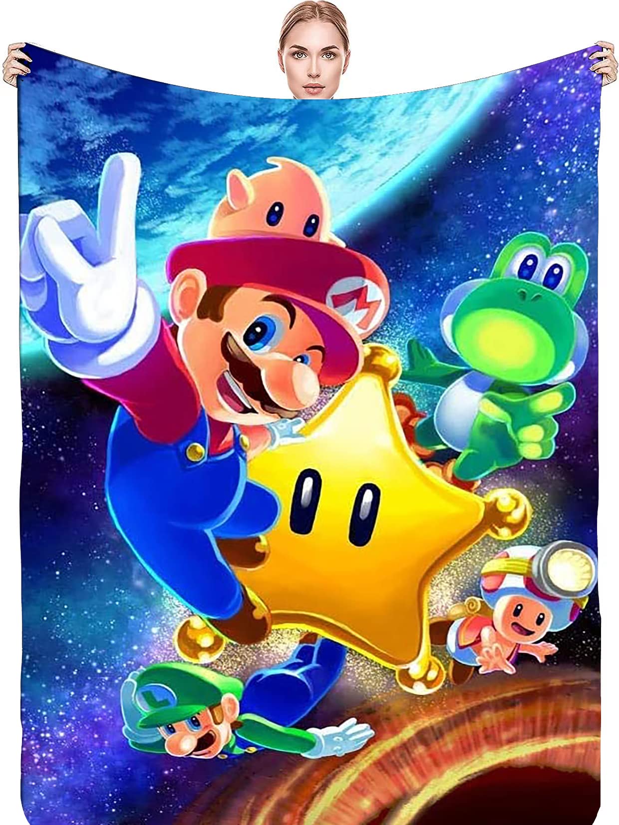 Cartoon Game Throw Blanket Soft Lightweight Mario Flannel Blanket for ...