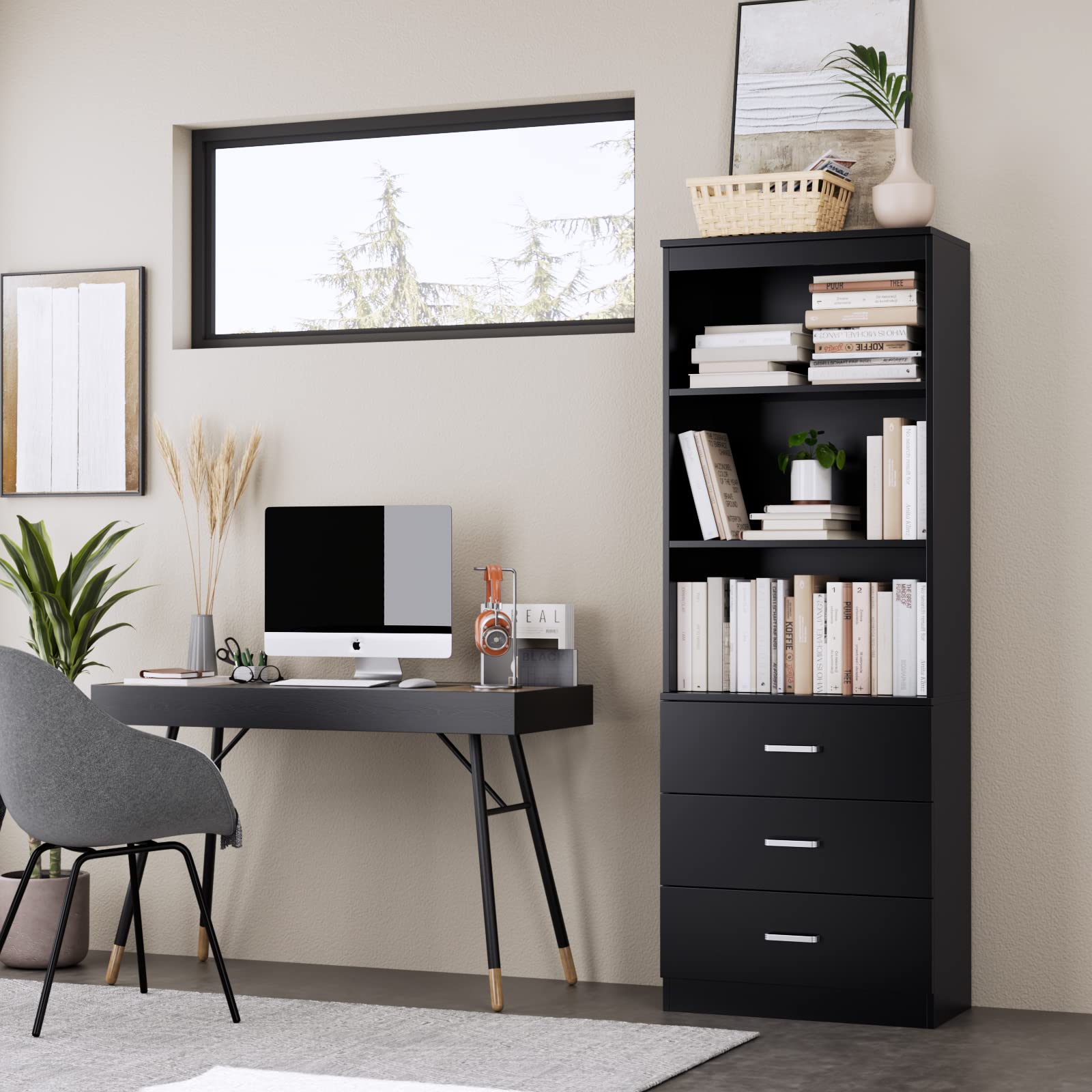 Snapklik.com : FOTOSOK 71H Black Bookshelf