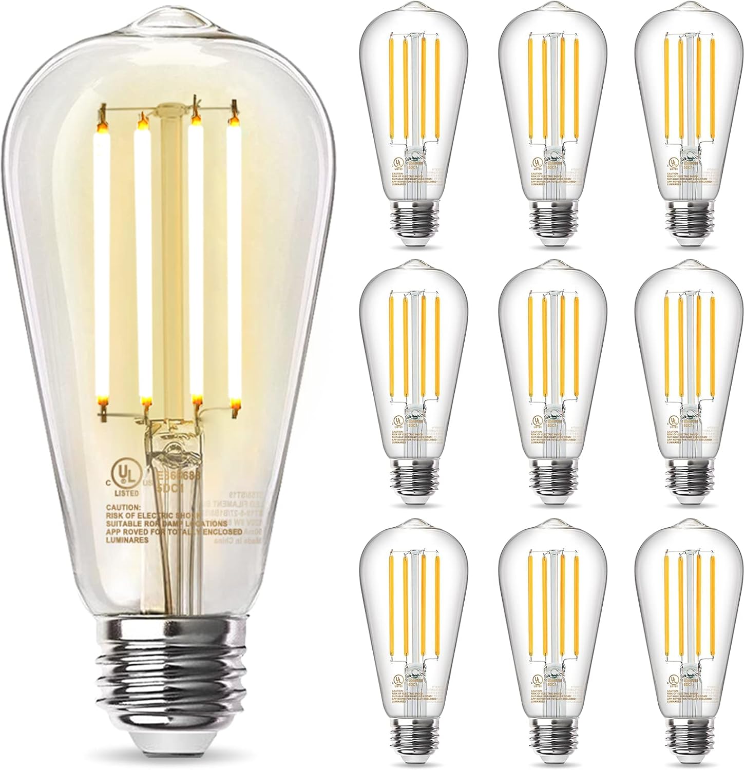TJOY Edison Light Bulbs 60W Equivalent, Dimmable Vintage LED Light ...