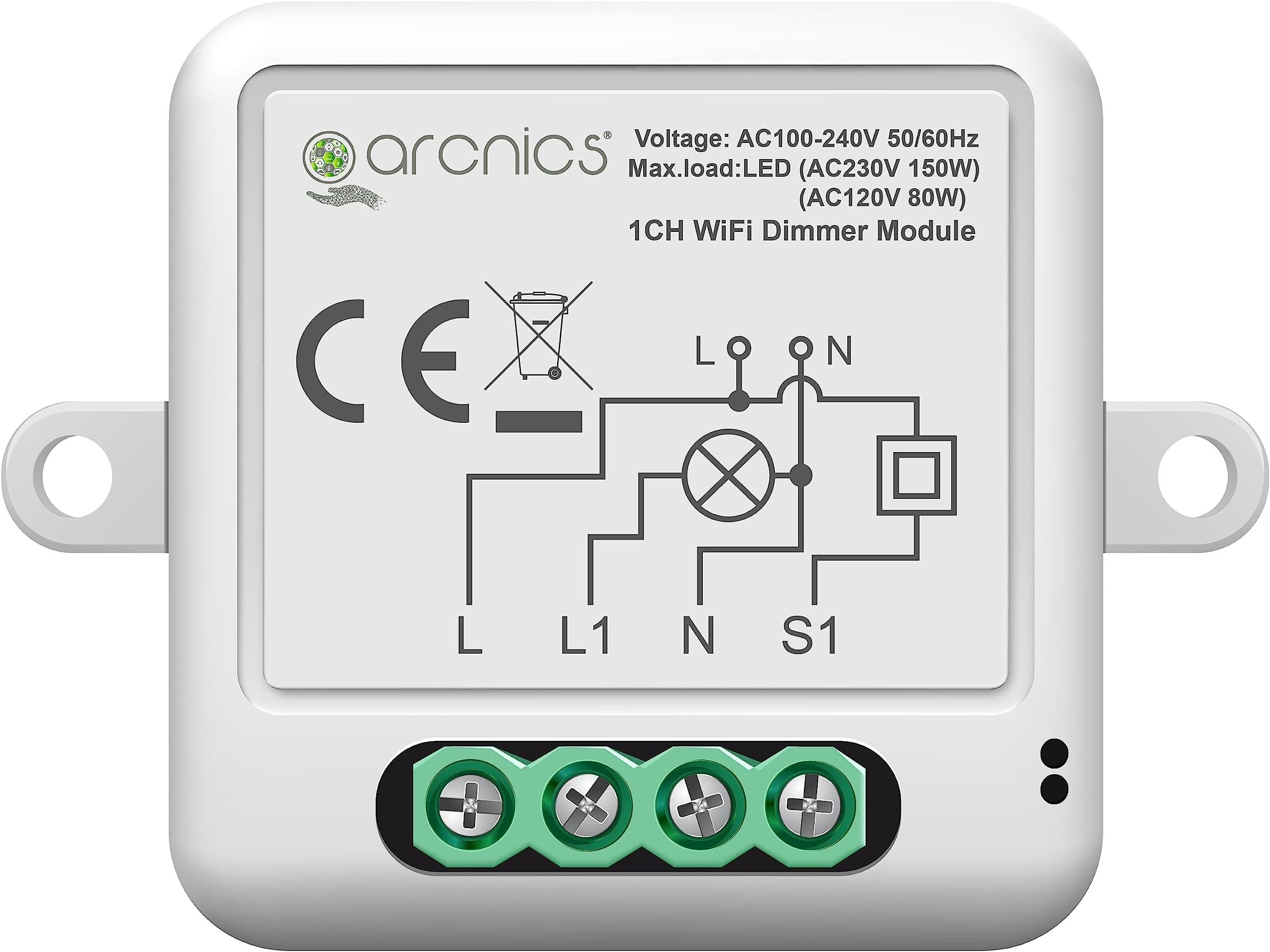 arcnics® - 1 Node Smart WiFi Retrofit Dimmer Module| WiFi Controlled ...