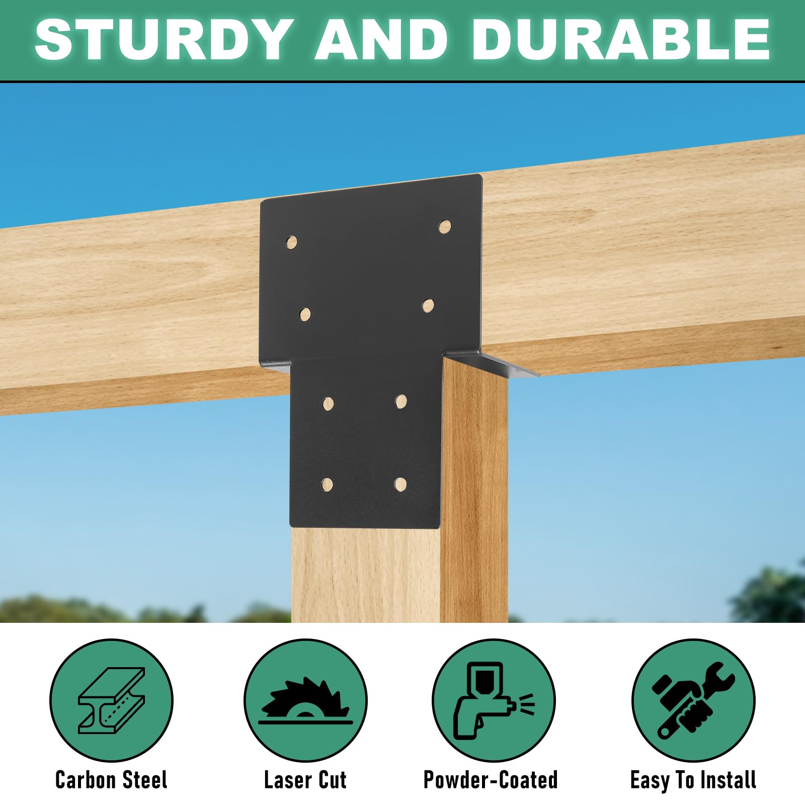 Snapklik.com : 4 Pcs 4 "x 4 "Post Cap Tie Rod Brackets