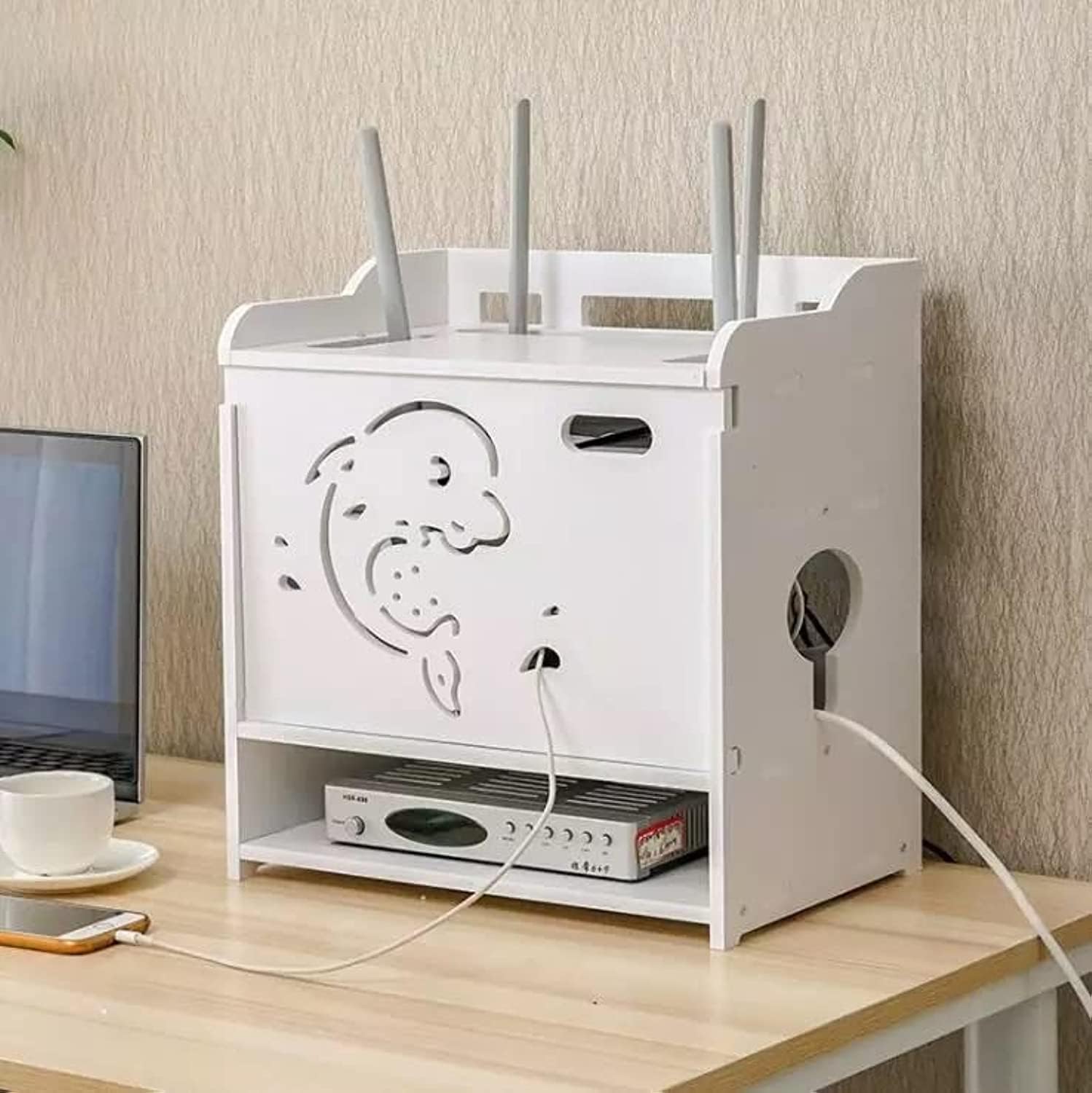 Router Storage Box Plastic/Network Set-top Box Router Organizer TV ...