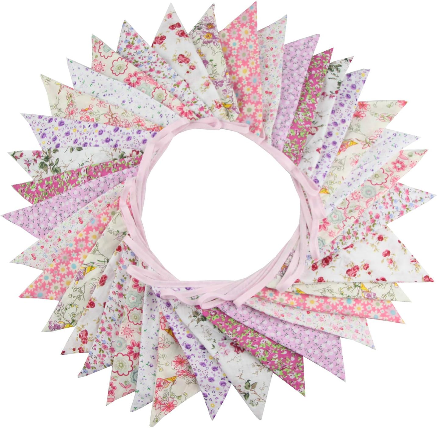 Amazon.com: 10M/32Ft Triangle Bunting Banner, 36 Pcs Cotton Fabric ...