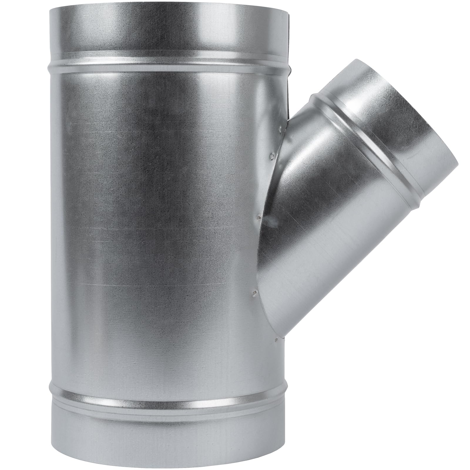 6" Inch to 4" Inch Branch Wye-Shape Ducting Splitter - 45 Degree Galvanized Steel 3-Way Dust ...