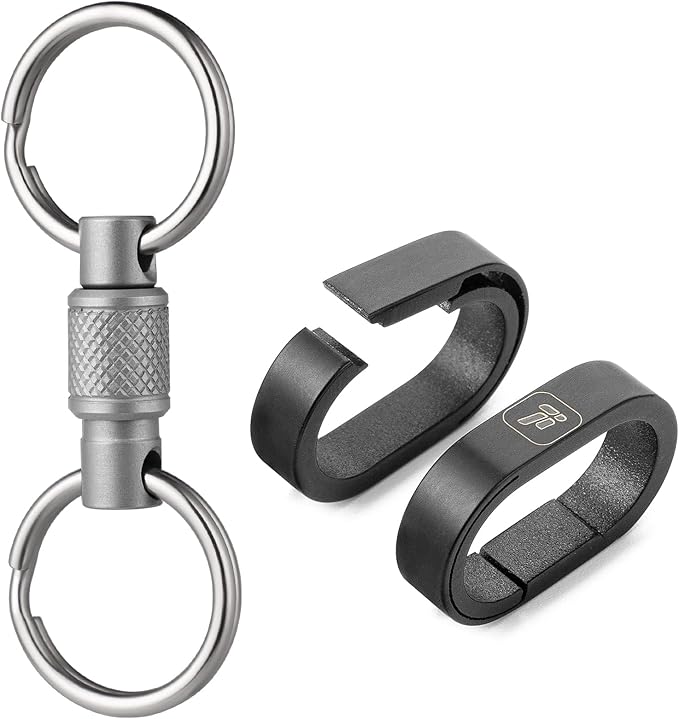 Amazon.com: FEGVE Titanium Quick Release Swivel Keychain Titanium Key ...