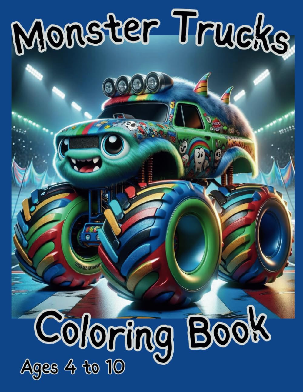MONSTER Trucks Coloring Book: For Ages 4 to 10, Easy to Color Jumbo ...