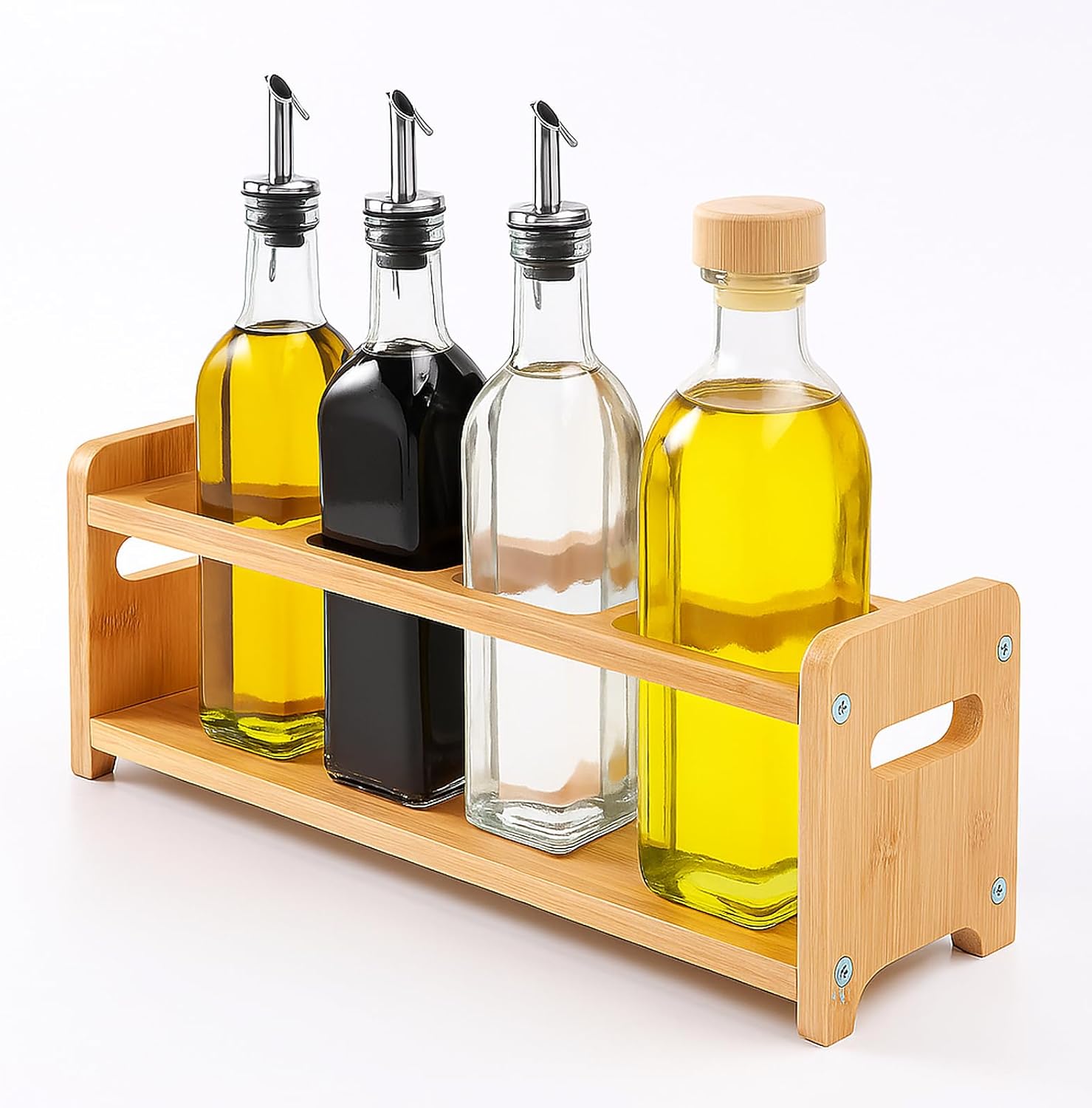 Amazon.com: Oil Bottle Rack 4 Hole 6cm Wood Spice Storage Stand Anti ...