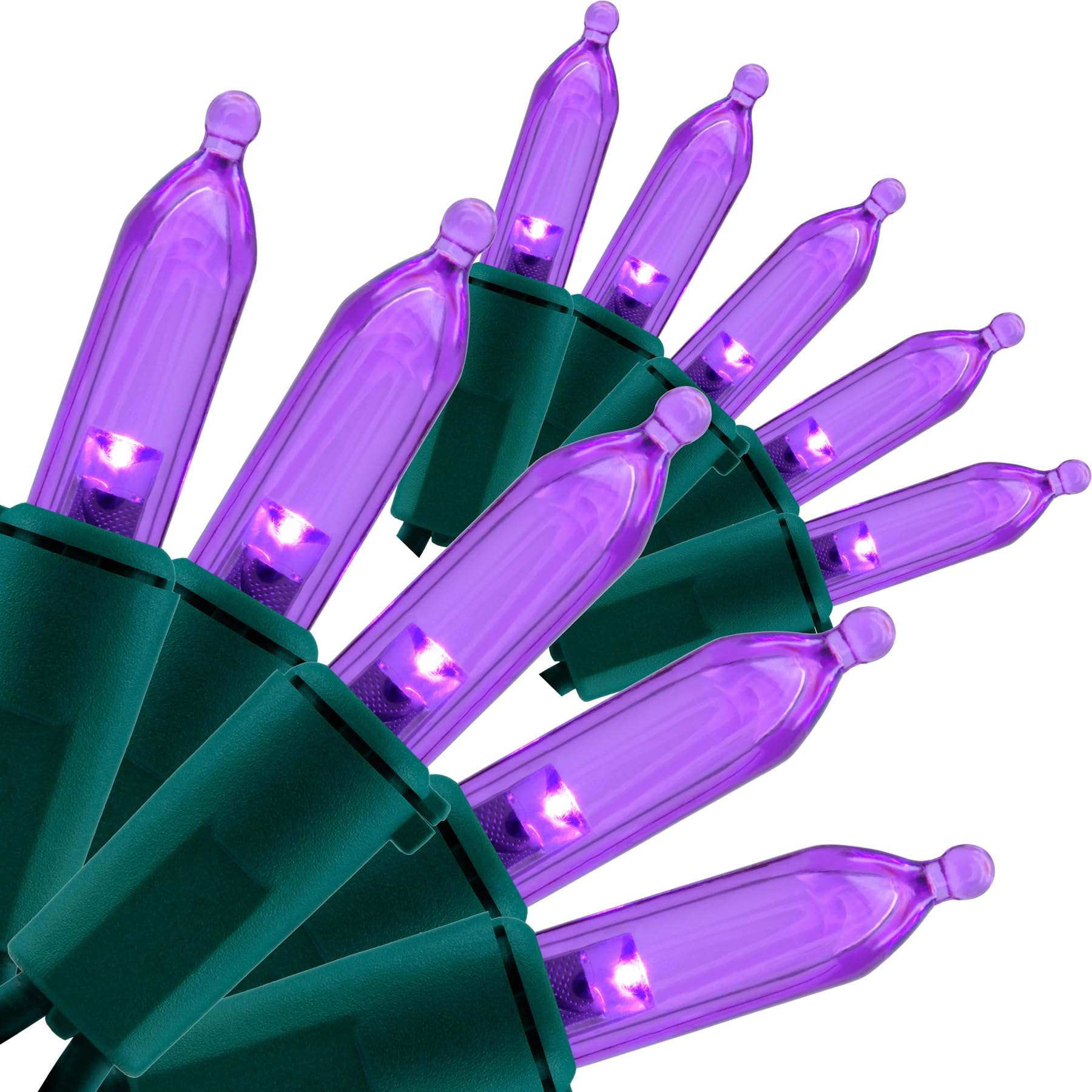 YULETIME Purple LED Christmas Lights 200 Count 50 ft, Pack of 2 Strands ...