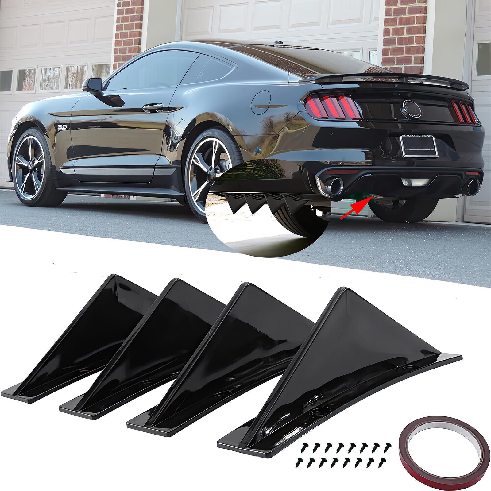 Amazon.com: DREAMOTOR 4PCS Universal Rear Diffuser Shark Fin Diffuser ...