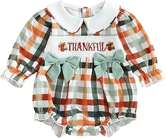 Amazon.com: Santikisler Newborn Baby Girl Thanksgiving Outfit Letter Turkey Long Sleeve Romper ...