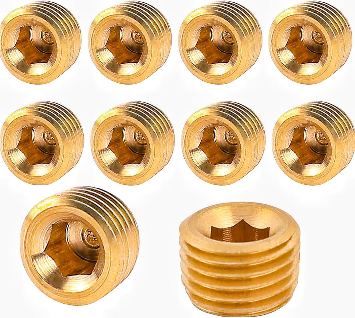 Amazon.com: 5 PCS 1/2" NPT Male Brass Pipe Plug Fitting Set Brass Hex Counter Sunk Pipe Plug for ...