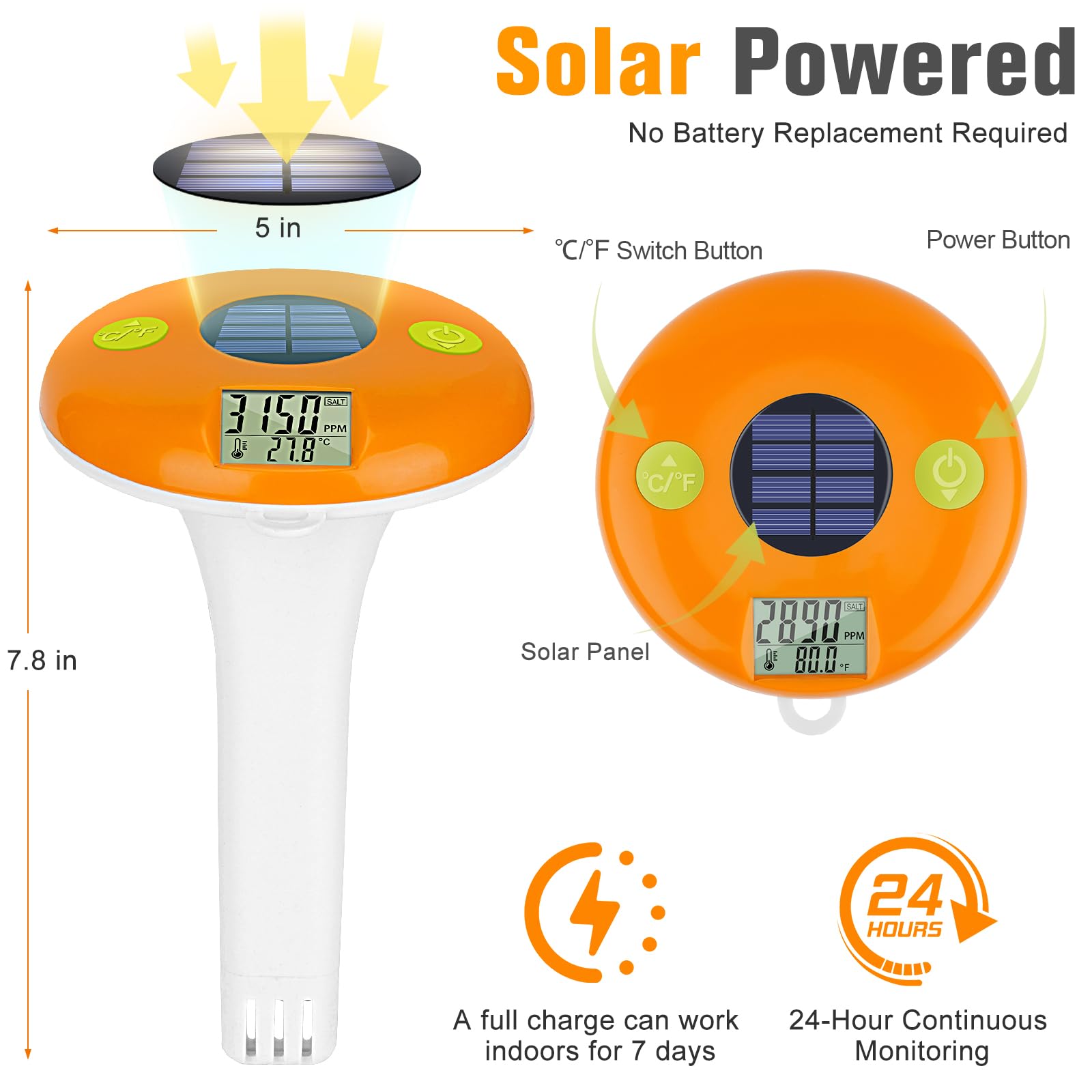 Snapklik.com : UIUZMAR Pool Salt Tester Floating Pool Thermometer ...