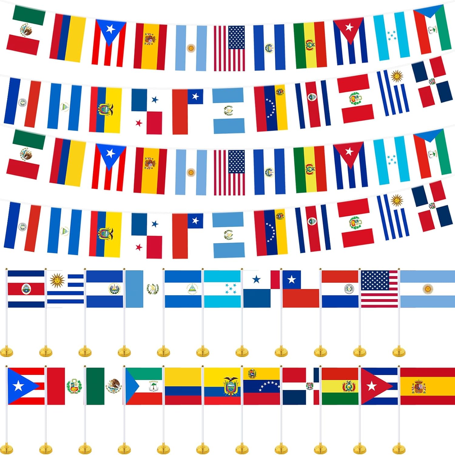Amazon.com : Preboun 66 Pcs 22 Countries Spanish Speaking Flags Set 22 ...
