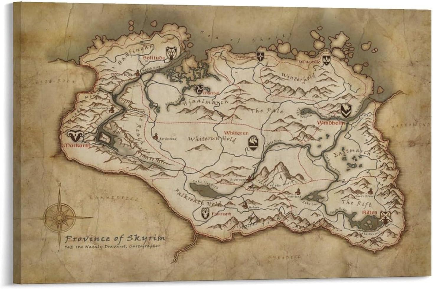 Amazon.com: Dazii Skyrim Anthology Map Poster Decorative Painting ...