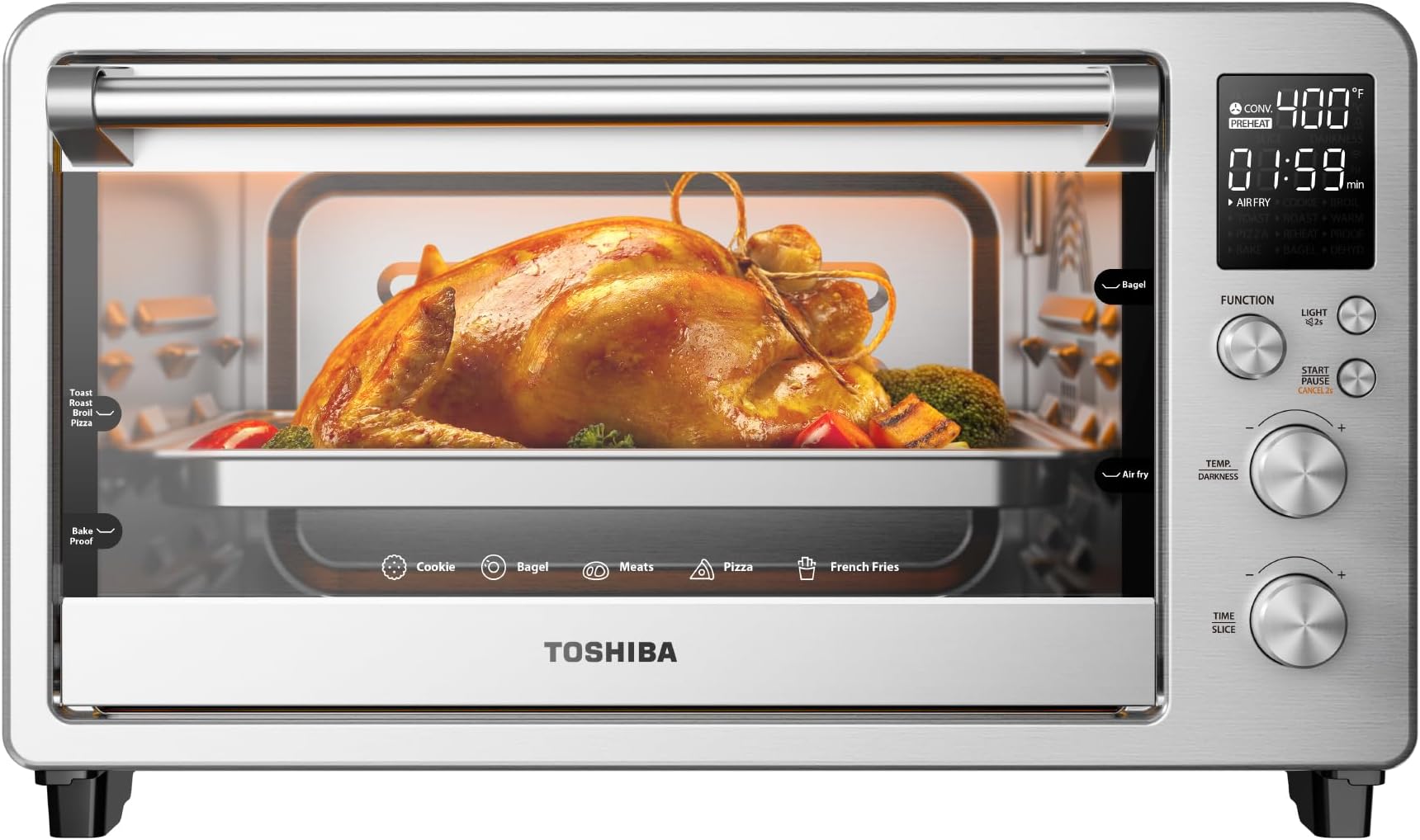 Amazon.com: T-fal 9 in 1 Toaster Oven Air Fryer Combo Stainless Steel ...