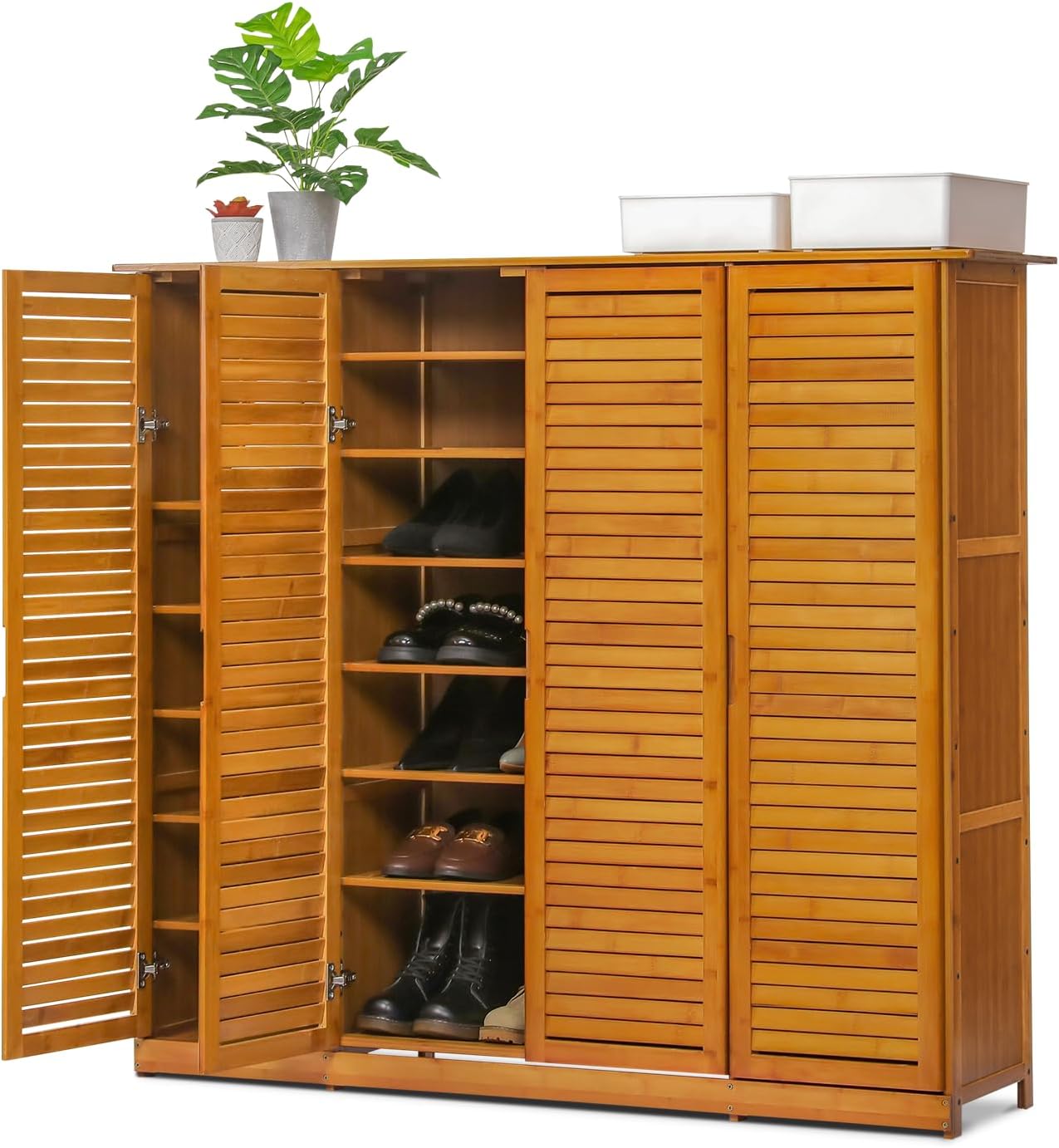 Amazon.com: Magshion Large Multi-Tier Bamboo Shoe Storage Cabinet for ...
